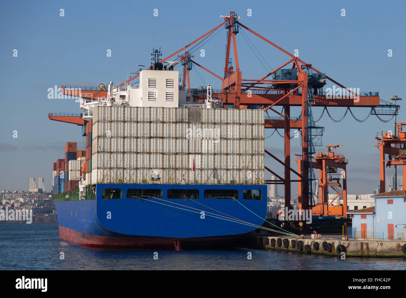 Container Ship is loading in a port Stock Photo - Alamy