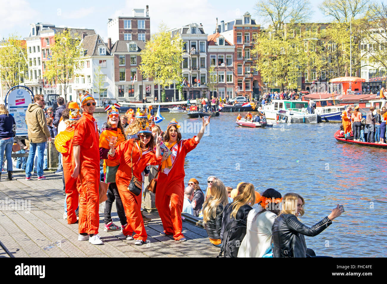 AMSTERDAM, NETHERLANDS - APR 27: People celebrating Kings Day in ...