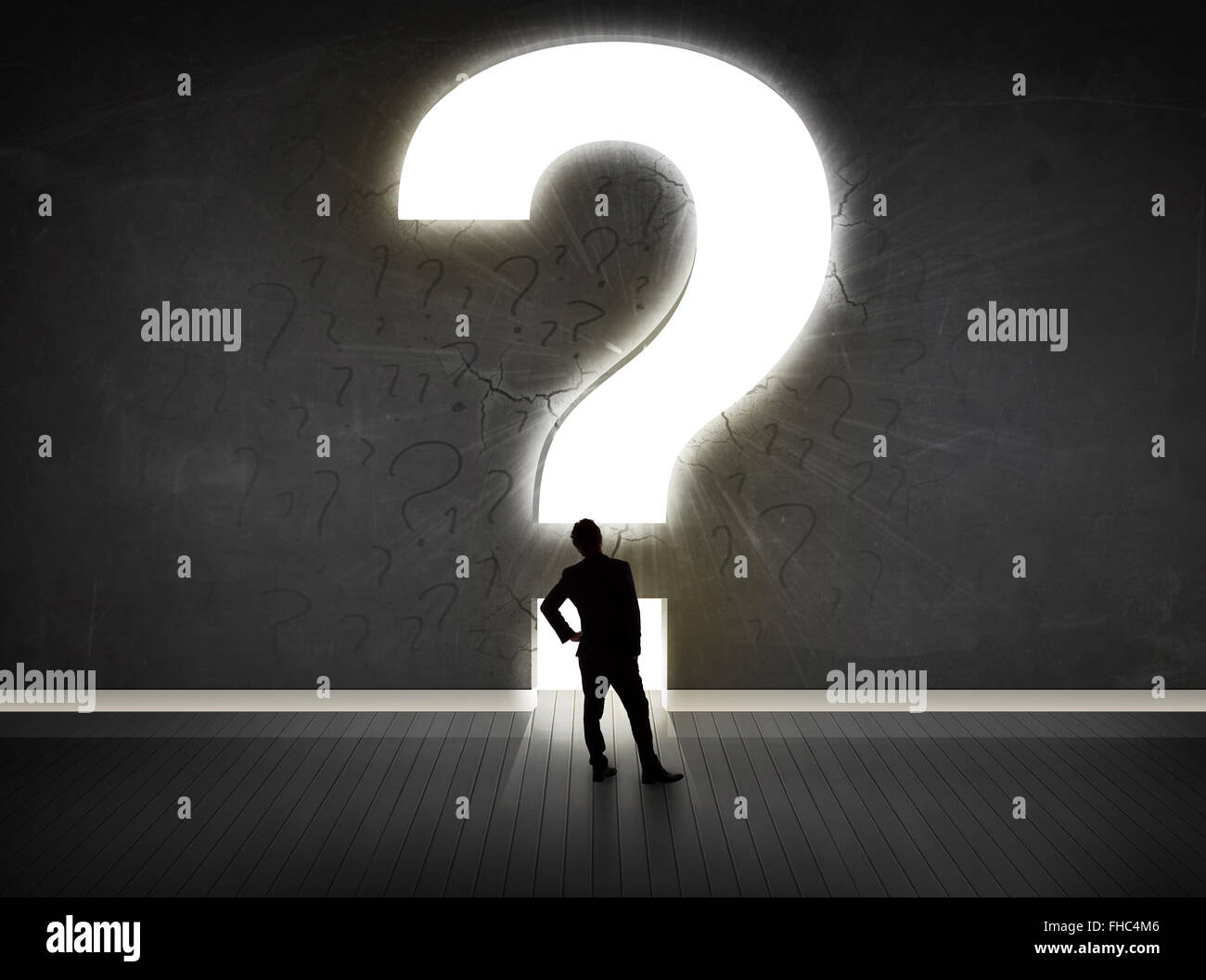 Business man looking question mark hi-res stock photography and images ...