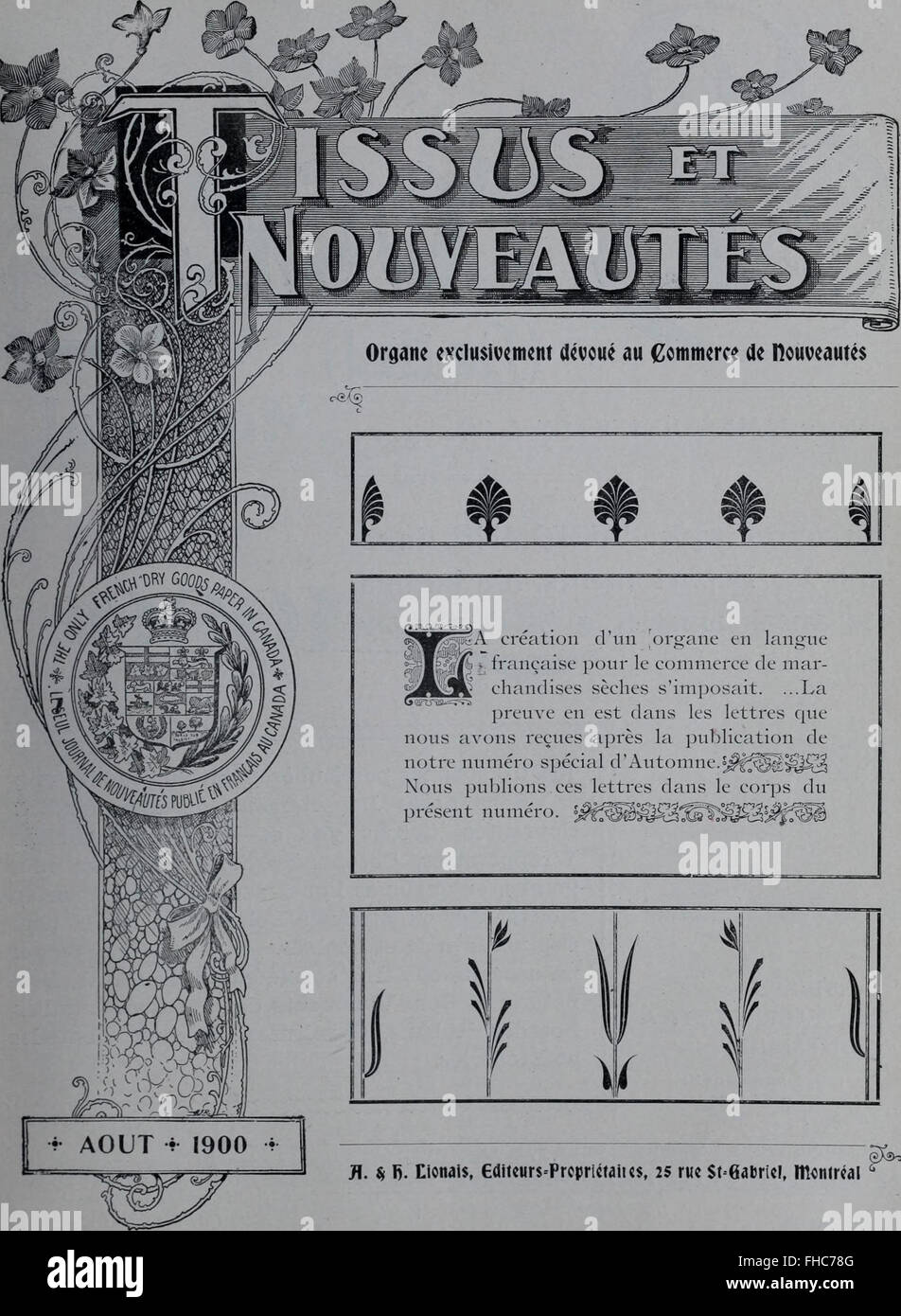 A fashion and textile catalog from 1900 showcasing new trends, fabrics ...