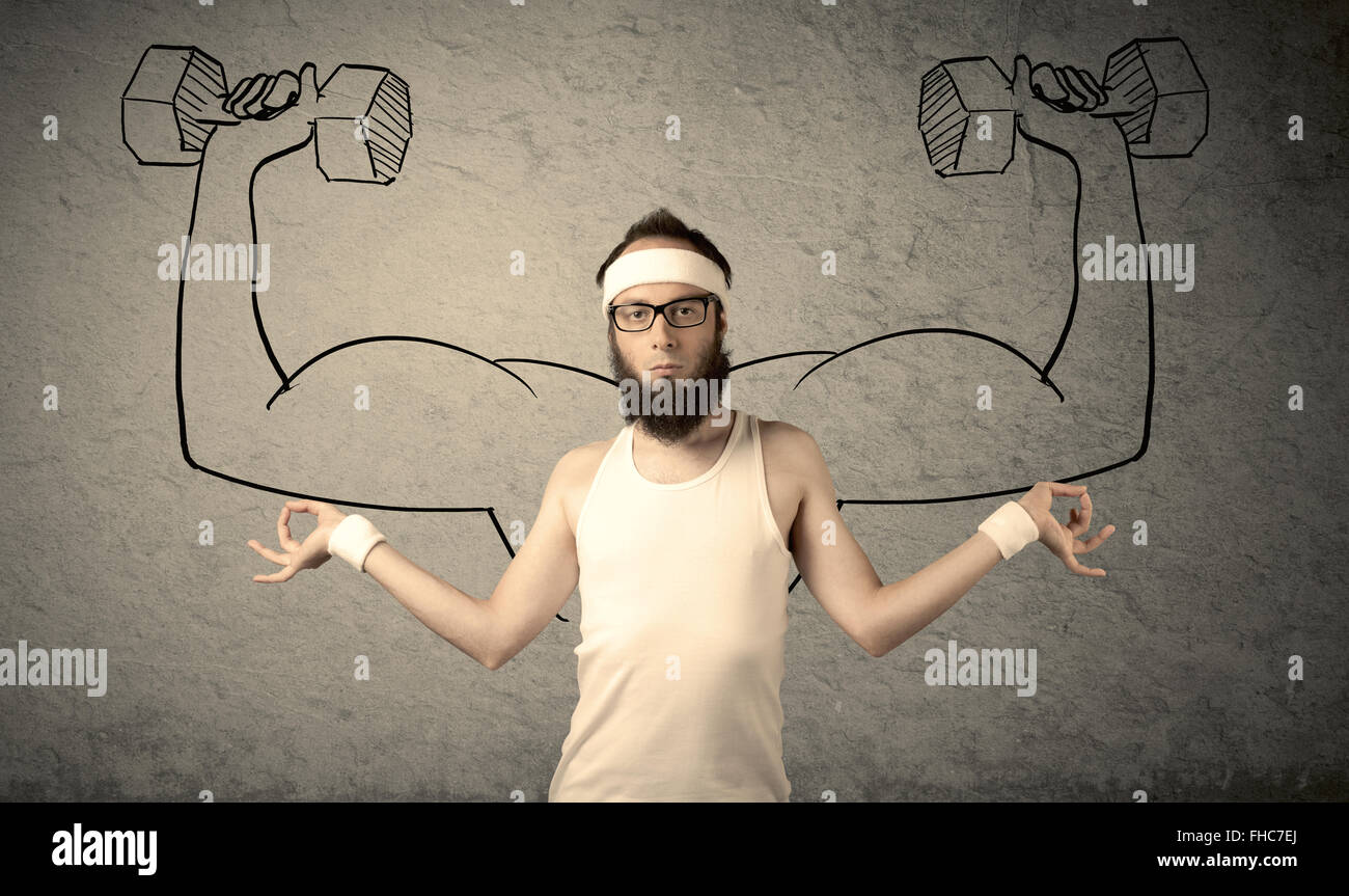 Slim male wants to be strong Stock Photo - Alamy