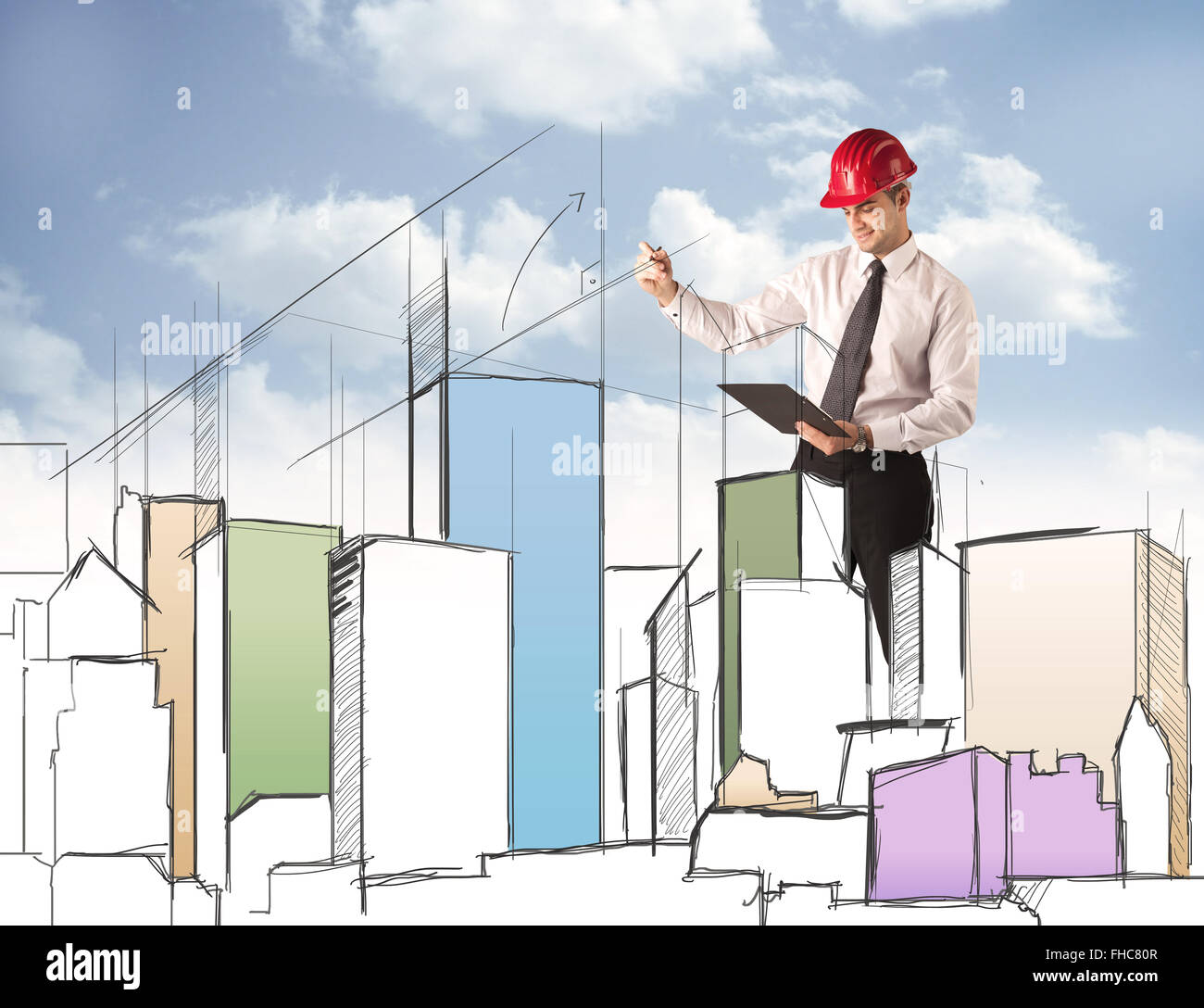 Construction worker planning a city sight Stock Photo - Alamy