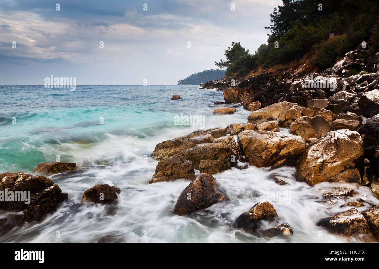 Saliara Beach (called Marble Beach), beautiful white beach in Thassos ...