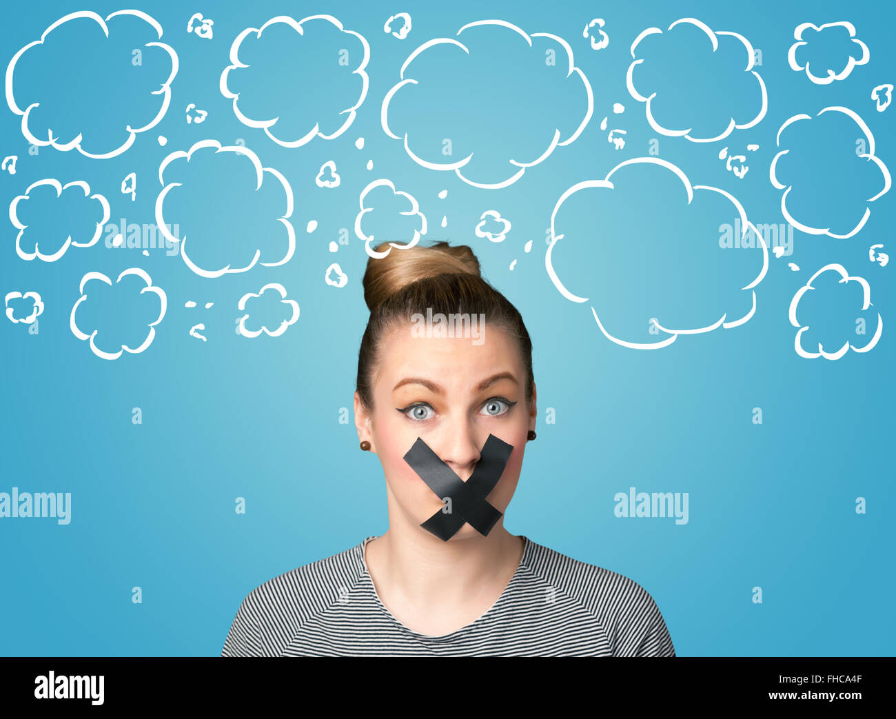 Funny person with taped mouth Stock Photo - Alamy