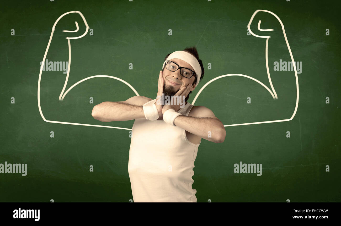 Skinny student wants muscles Stock Photo - Alamy