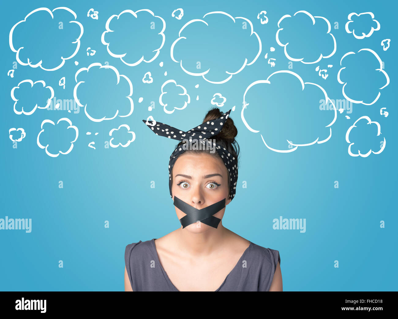 Mouth taped eyes closed hi-res stock photography and images - Alamy