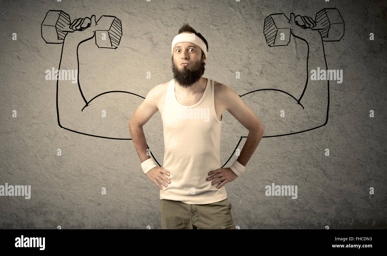 Slim male wants to be strong Stock Photo - Alamy