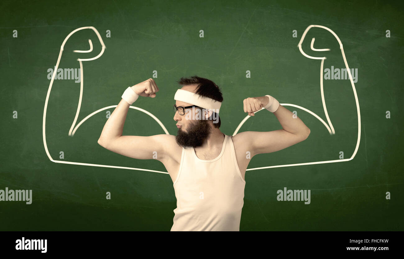 Skinny student wants muscles Stock Photo - Alamy