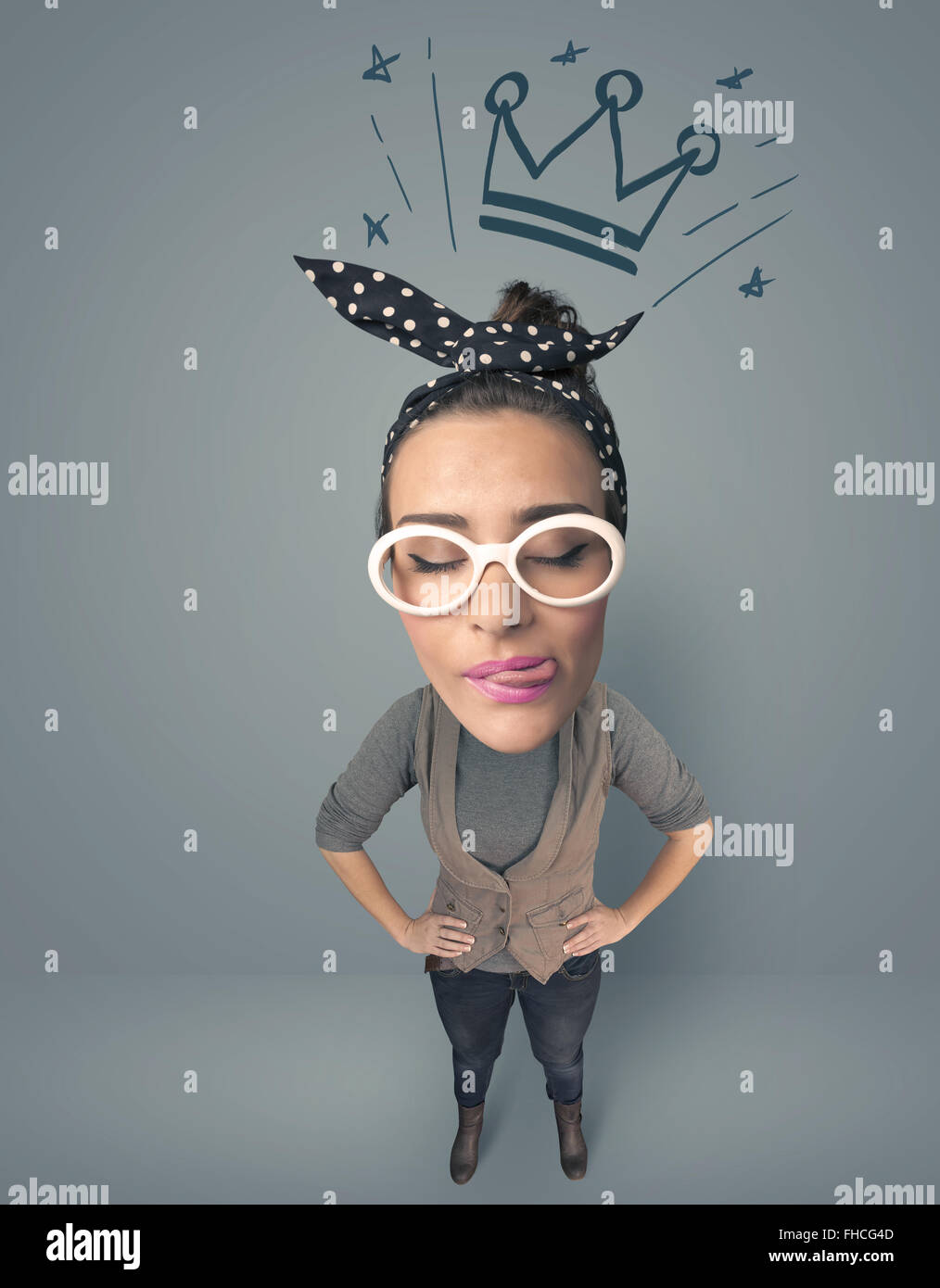 Big head person with crown Stock Photo - Alamy