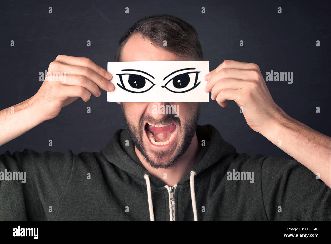 Funny guy with censored sign paper Stock Photo - Alamy