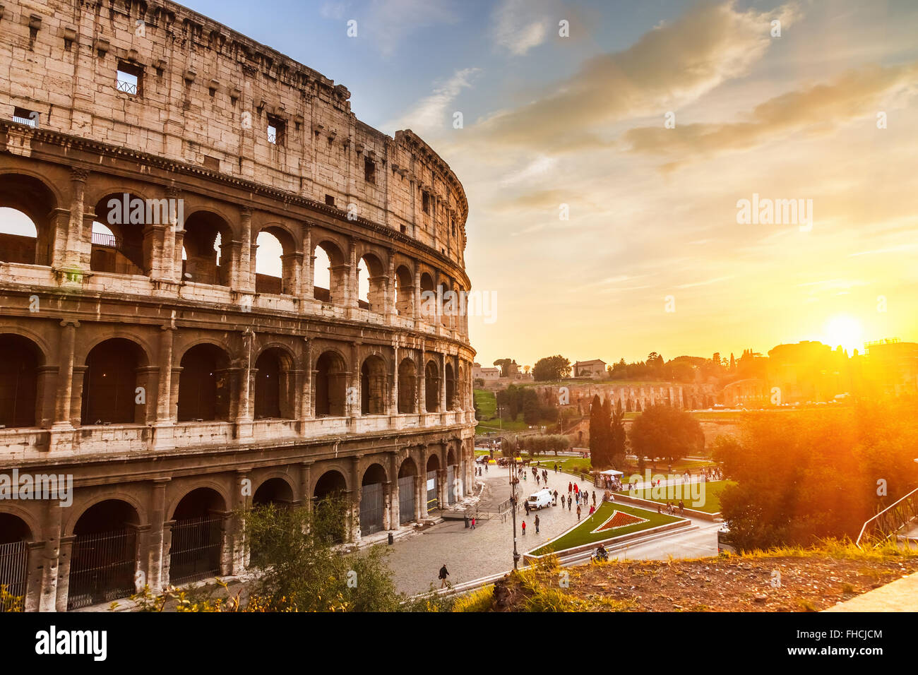 Coliseum at sunset Stock Photo - Alamy