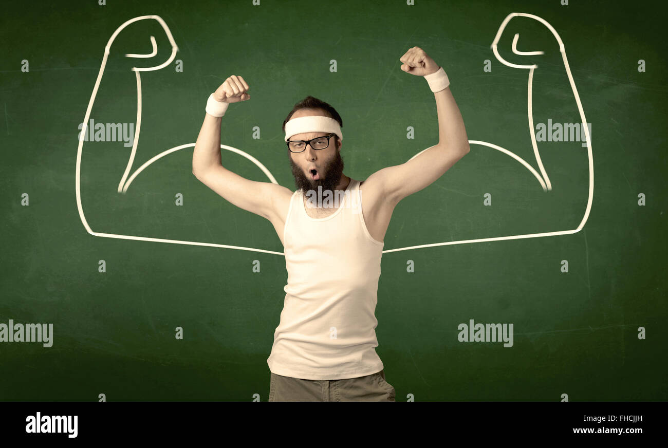 Skinny student wants muscles Stock Photo - Alamy