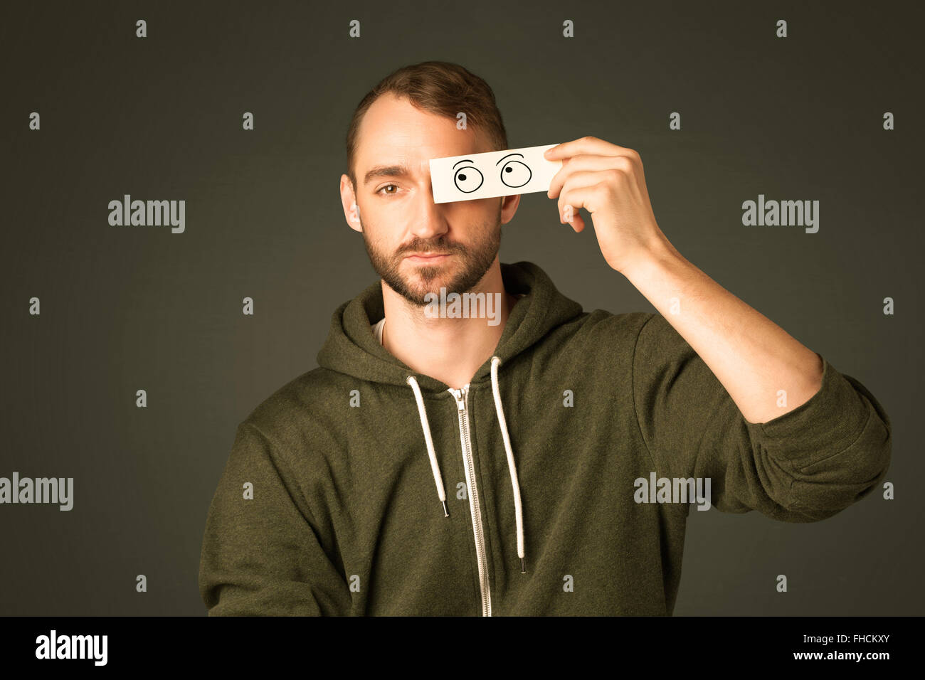 Silly man looking with hand drawn eye balls Stock Photo - Alamy