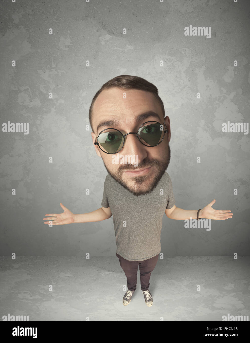 Funny person with big head Stock Photo - Alamy
