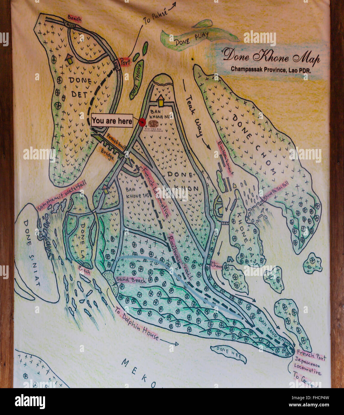 A map of DON KHON ISLAND in the 4 Thousand Islands area of the Mekong ...