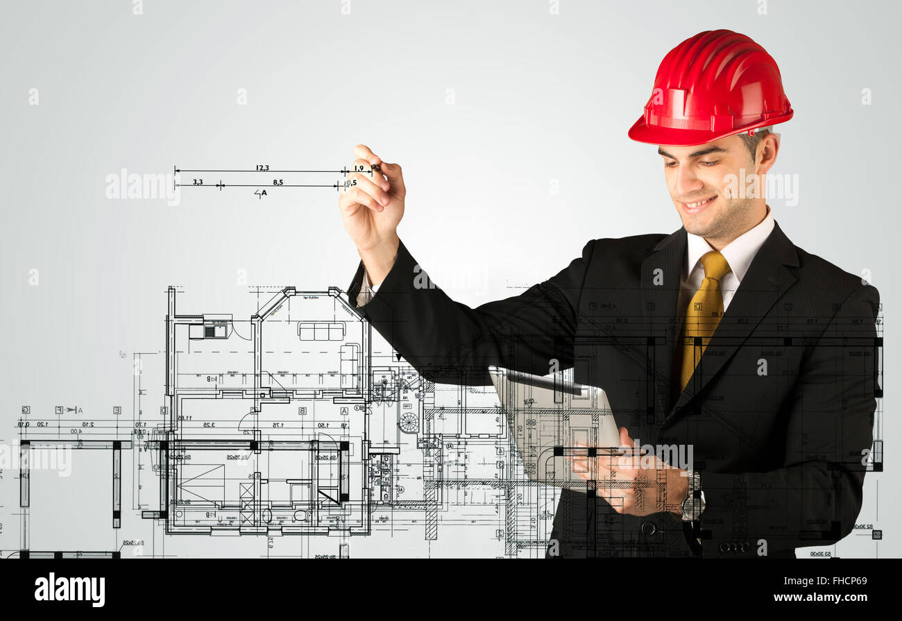 Architect man sketch lines plan hi-res stock photography and images - Alamy