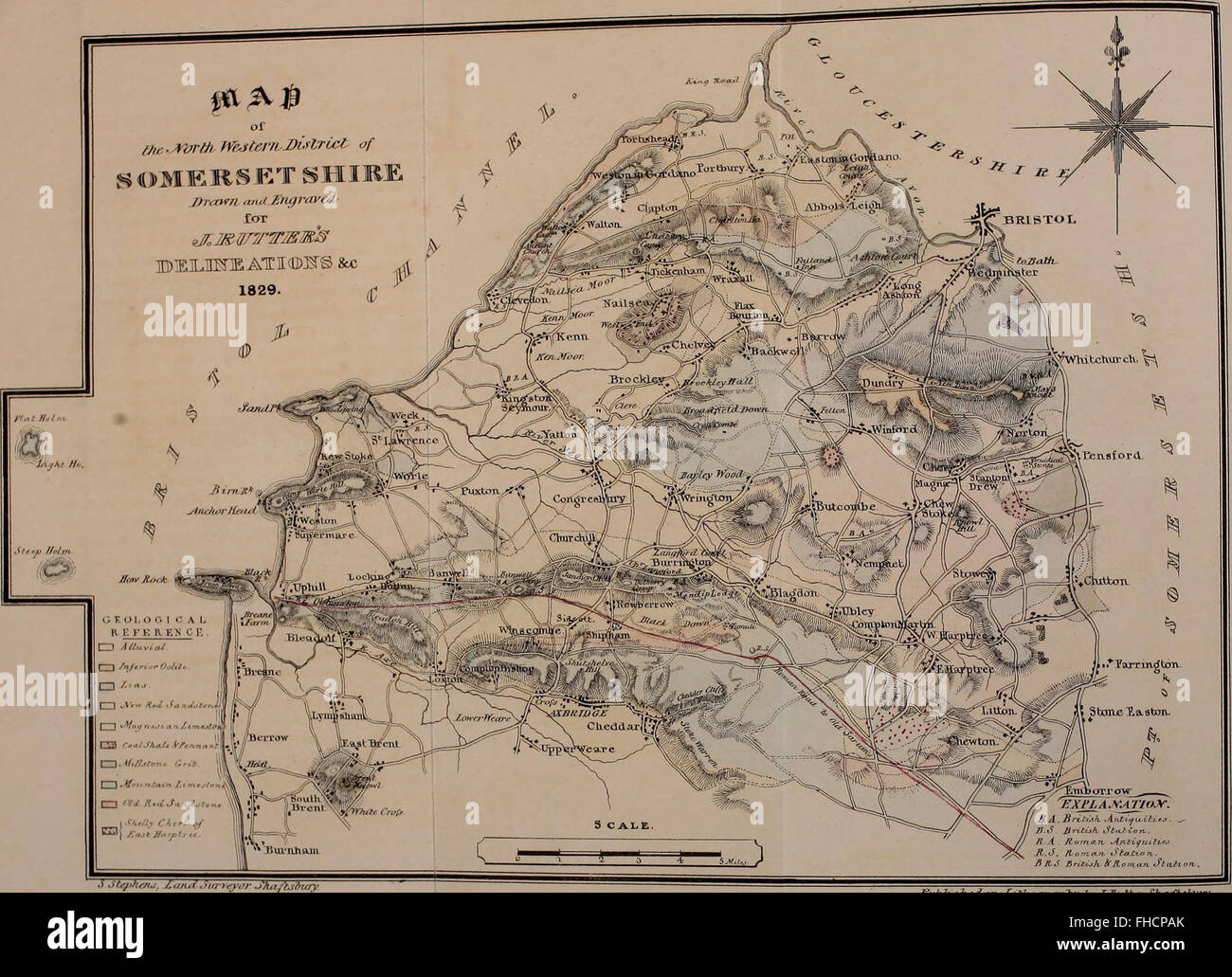 A detailed historical map of the north western division of Somerset ...