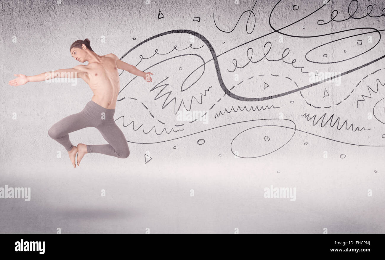 Ballet dancer performing art dance with lines and arrows Stock Photo ...