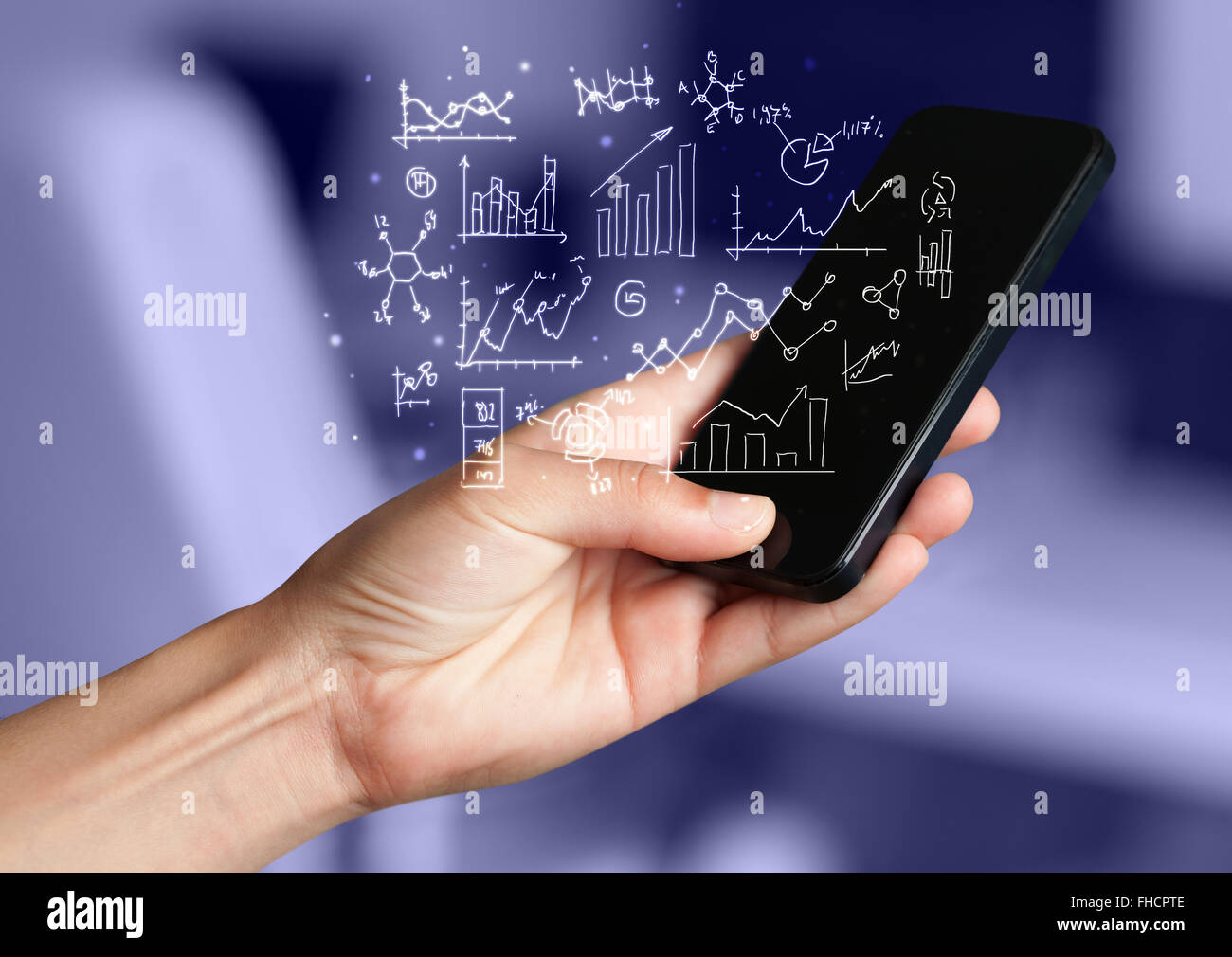 smartphone with business scheme Stock Photo - Alamy