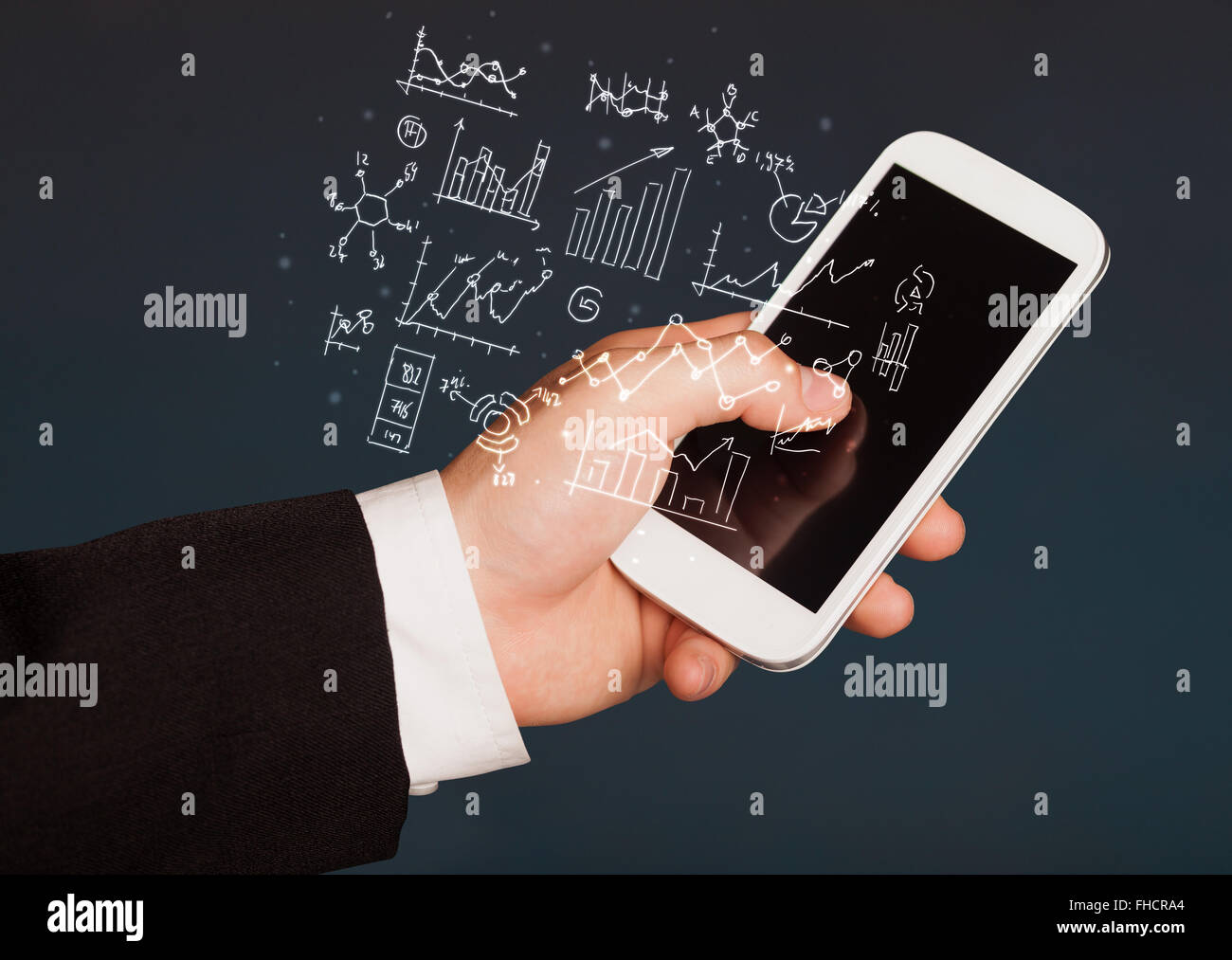 smartphone with business scheme Stock Photo - Alamy