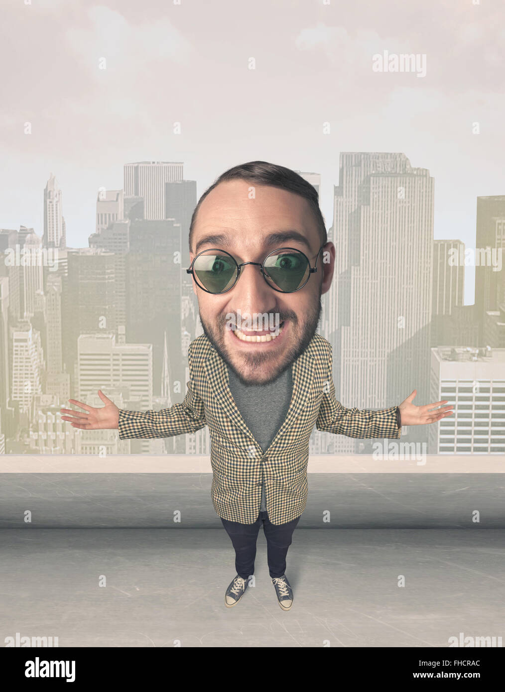 Person with big head Stock Photo - Alamy