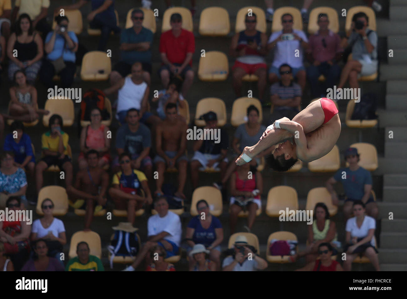 Rio De Janeiro, Brazil. 24th Feb, 2016. China's Qiu Bo competes in the ...