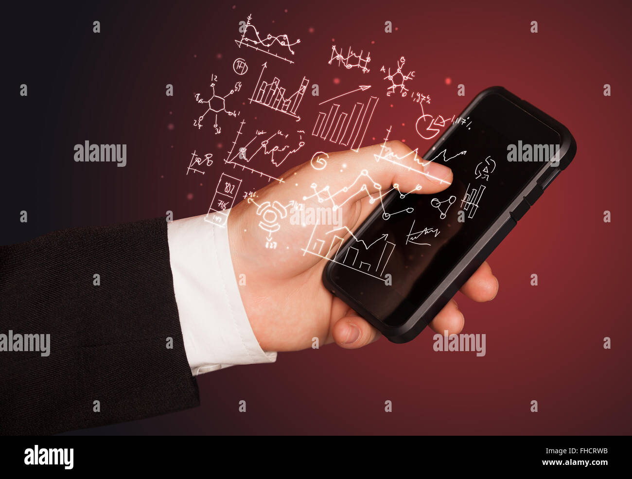 smartphone with business scheme Stock Photo - Alamy