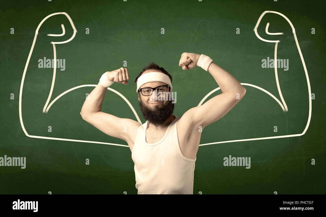 Skinny student wants muscles Stock Photo - Alamy