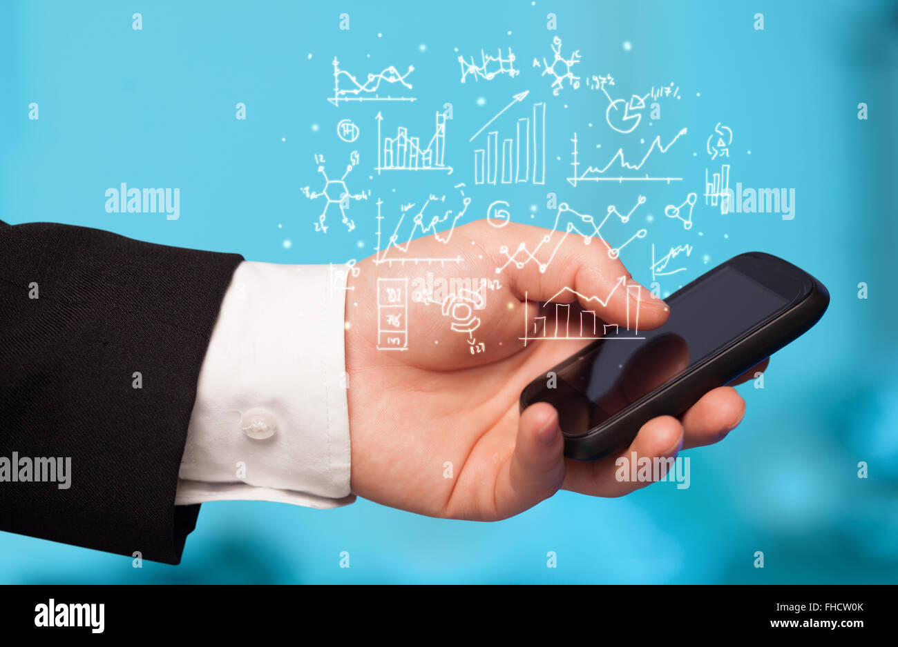 smartphone with business scheme Stock Photo - Alamy