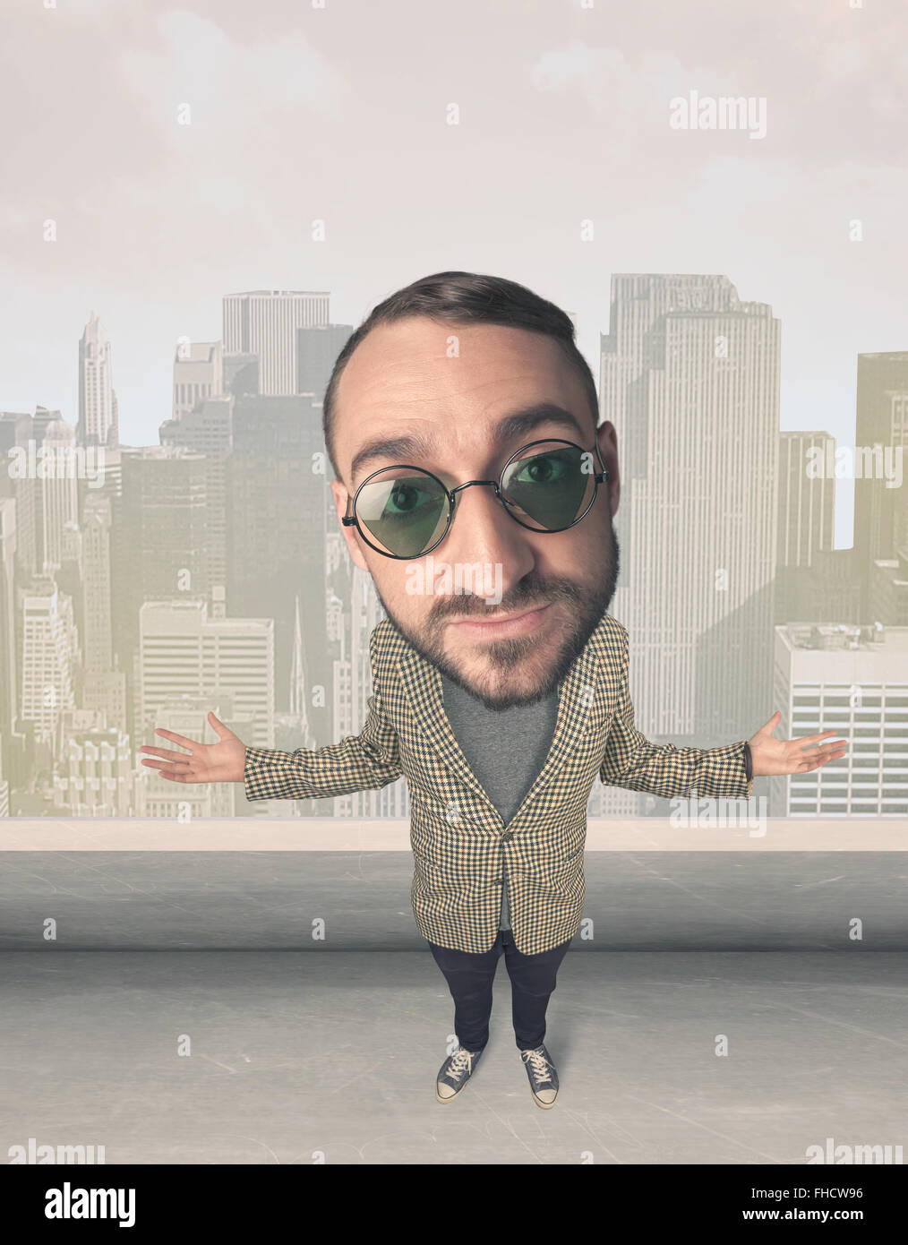 Person with big head Stock Photo - Alamy