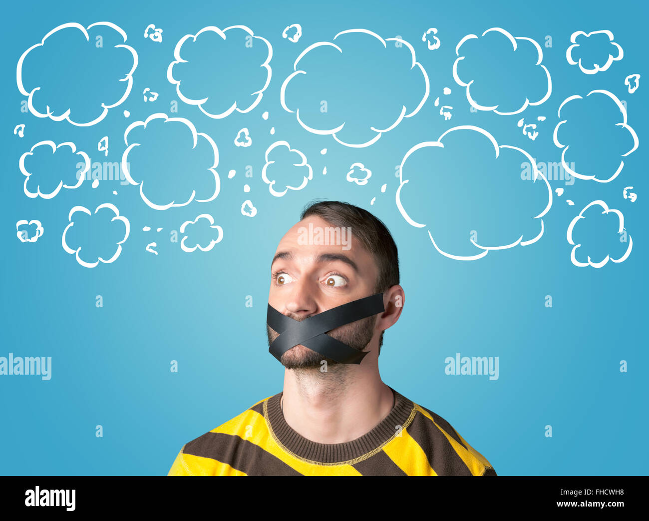 Funny person with taped mouth Stock Photo - Alamy