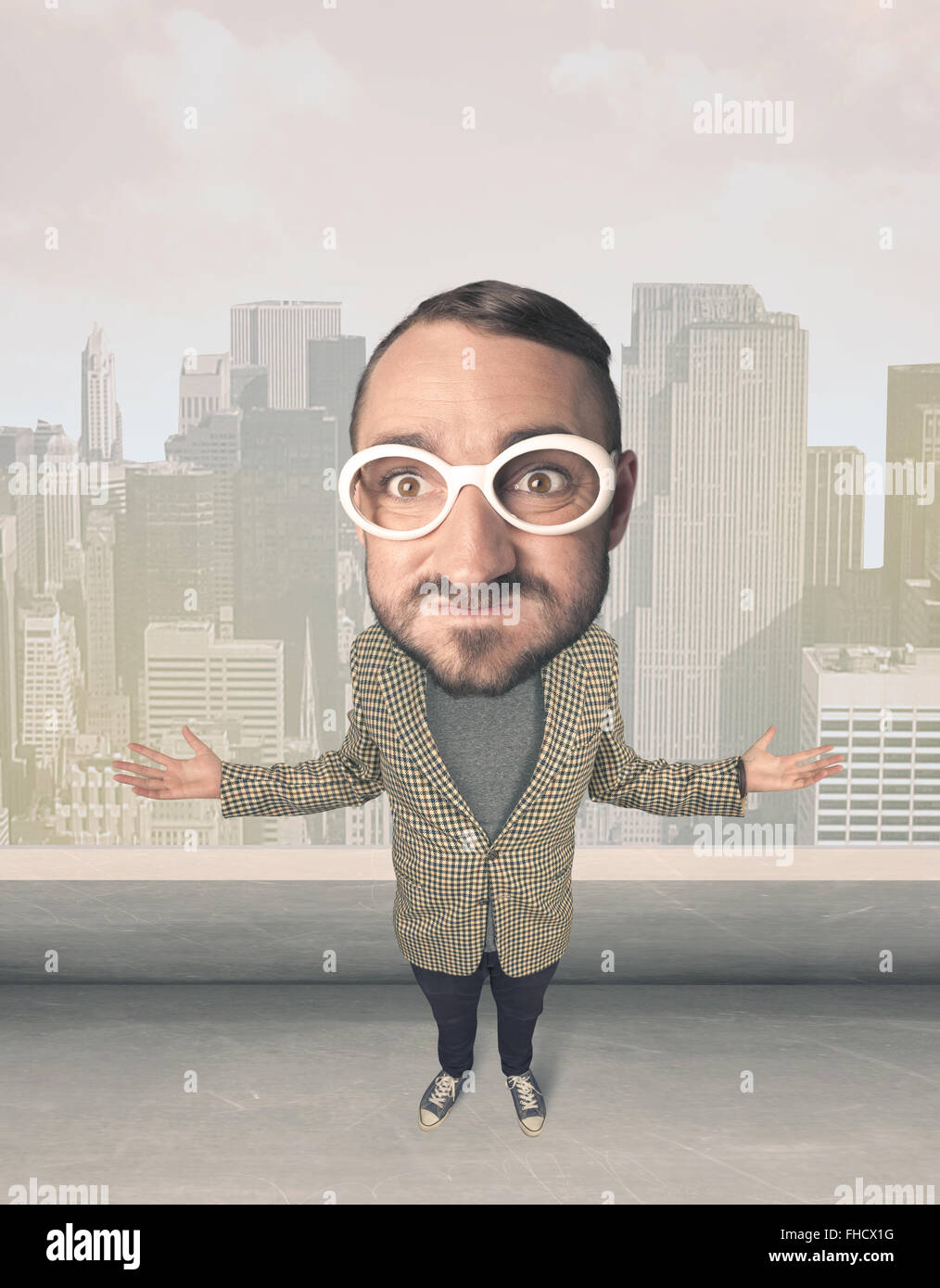 Person with big head Stock Photo - Alamy