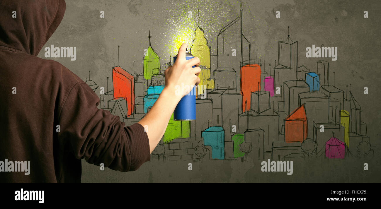Young urban painter drawing Stock Photo - Alamy