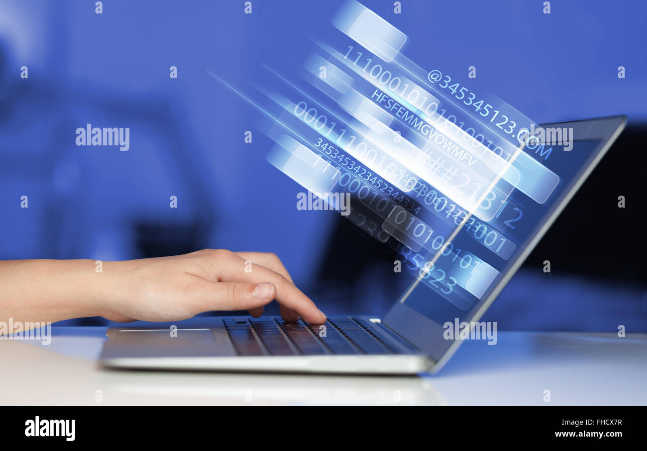 Close up of man typing on laptop computer Stock Photo - Alamy