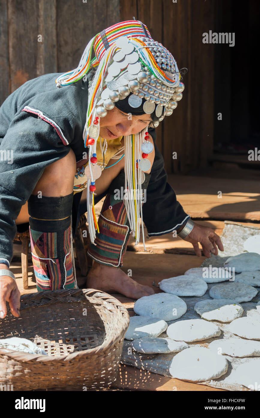 Akha woman with headdress hi-res stock photography and images - Alamy