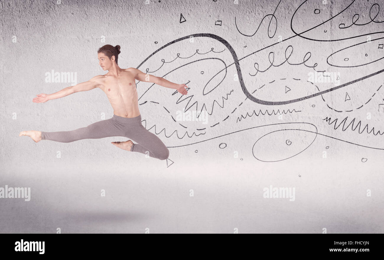 Ballet dancer performing art dance with lines and arrows Stock Photo ...