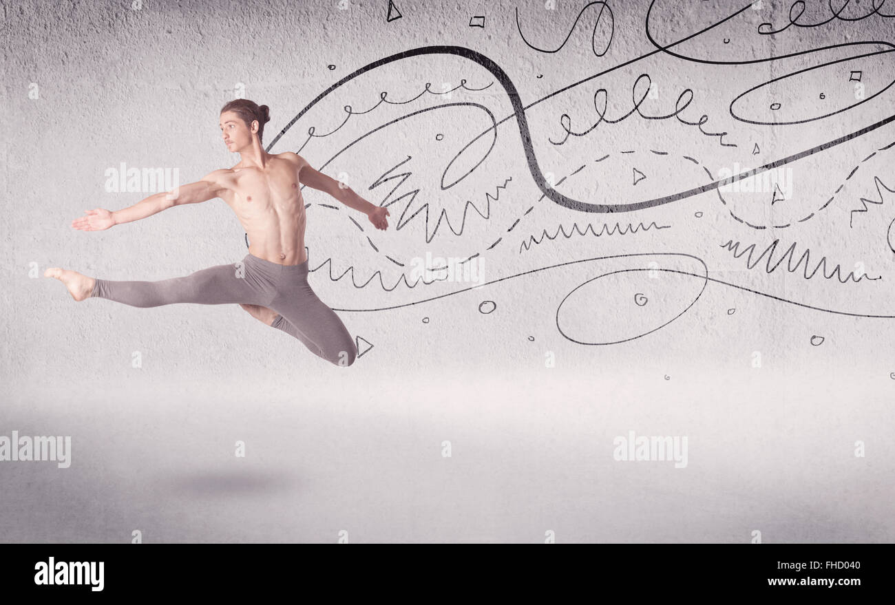Ballet dancer performing art dance with lines and arrows Stock Photo ...