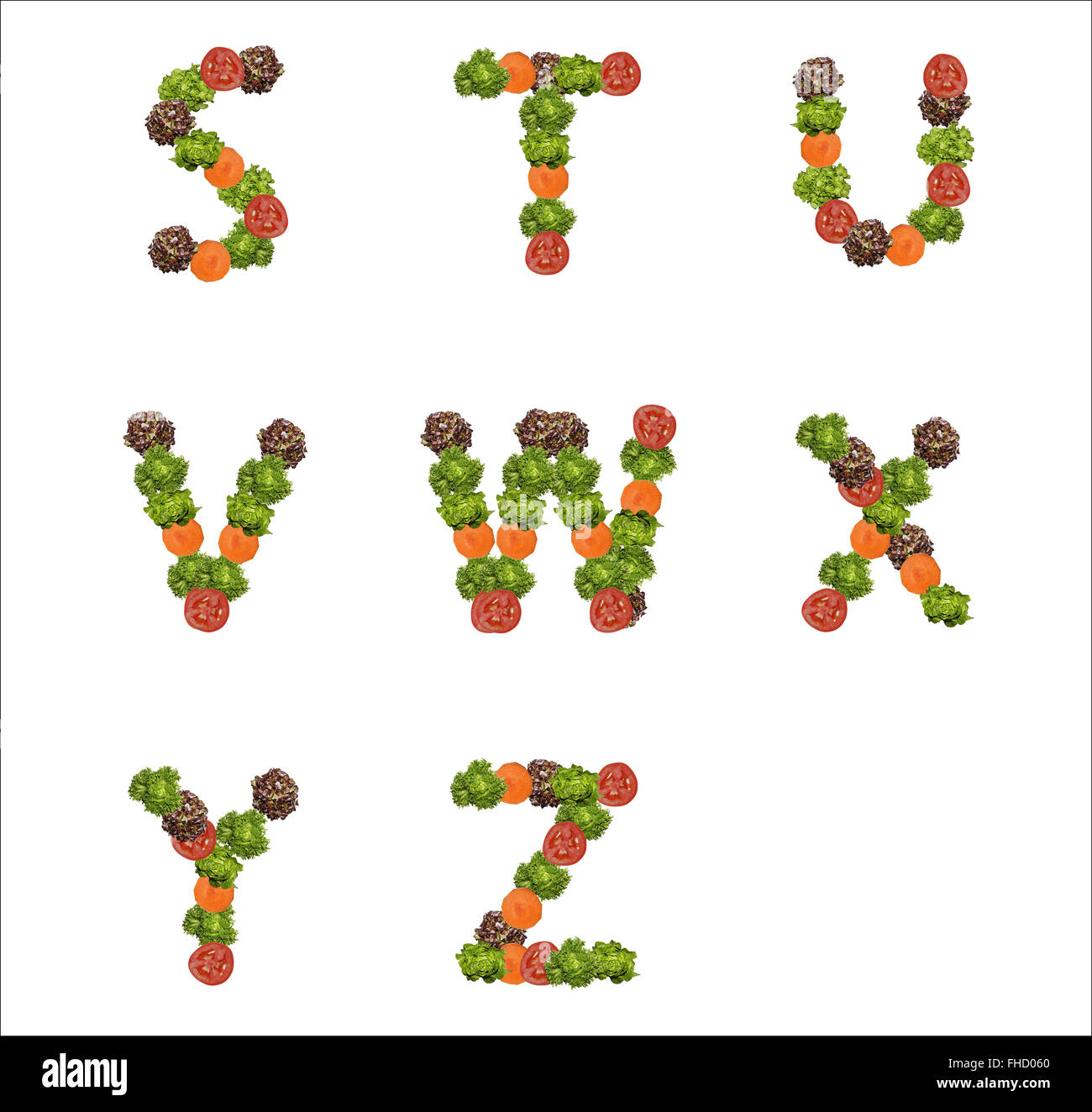 alphabet letters made from vegetables Stock Photo - Alamy