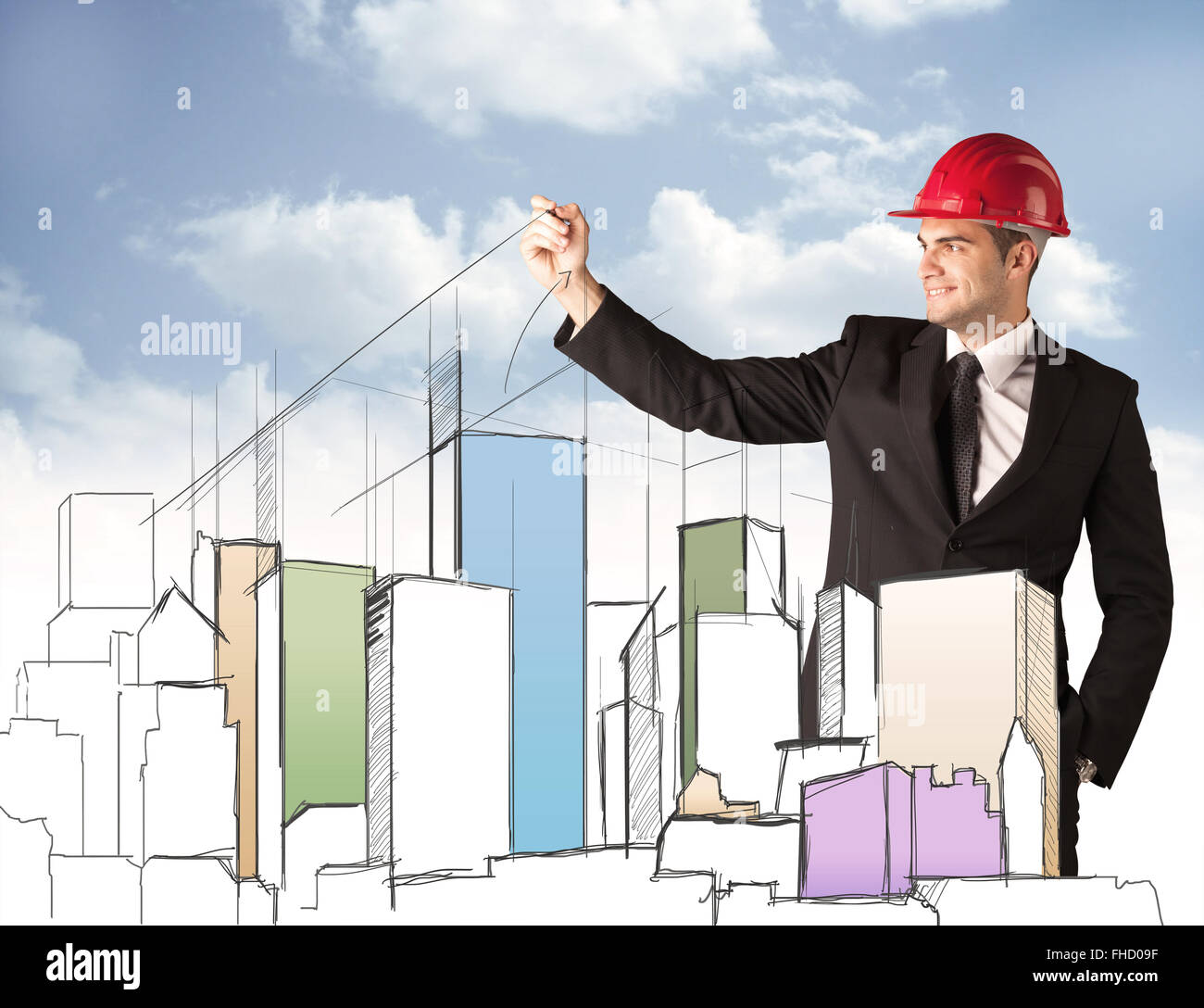 Construction worker planning a city sight Stock Photo - Alamy