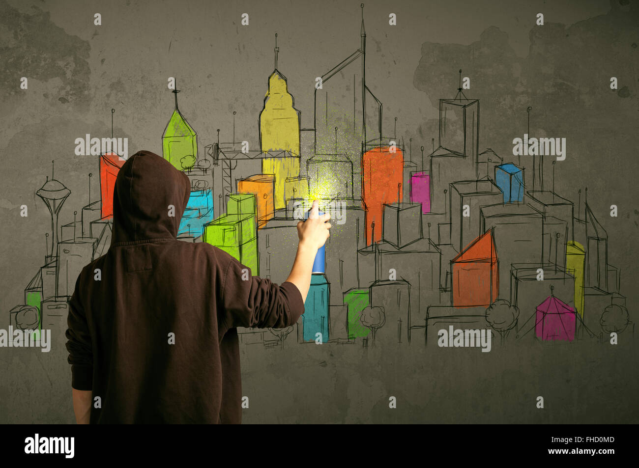 Young urban painter drawing Stock Photo - Alamy