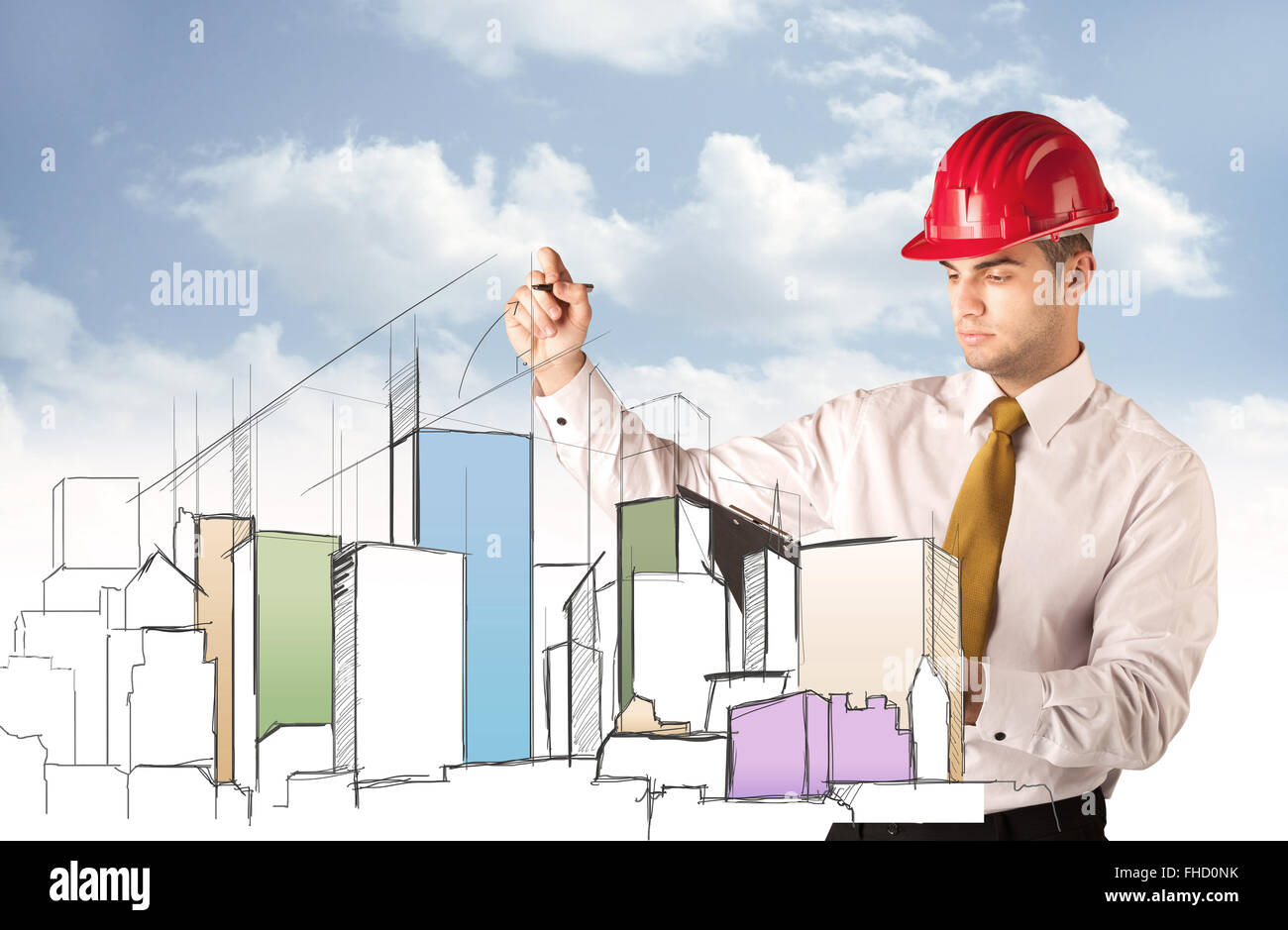 Construction worker planning a city sight Stock Photo - Alamy