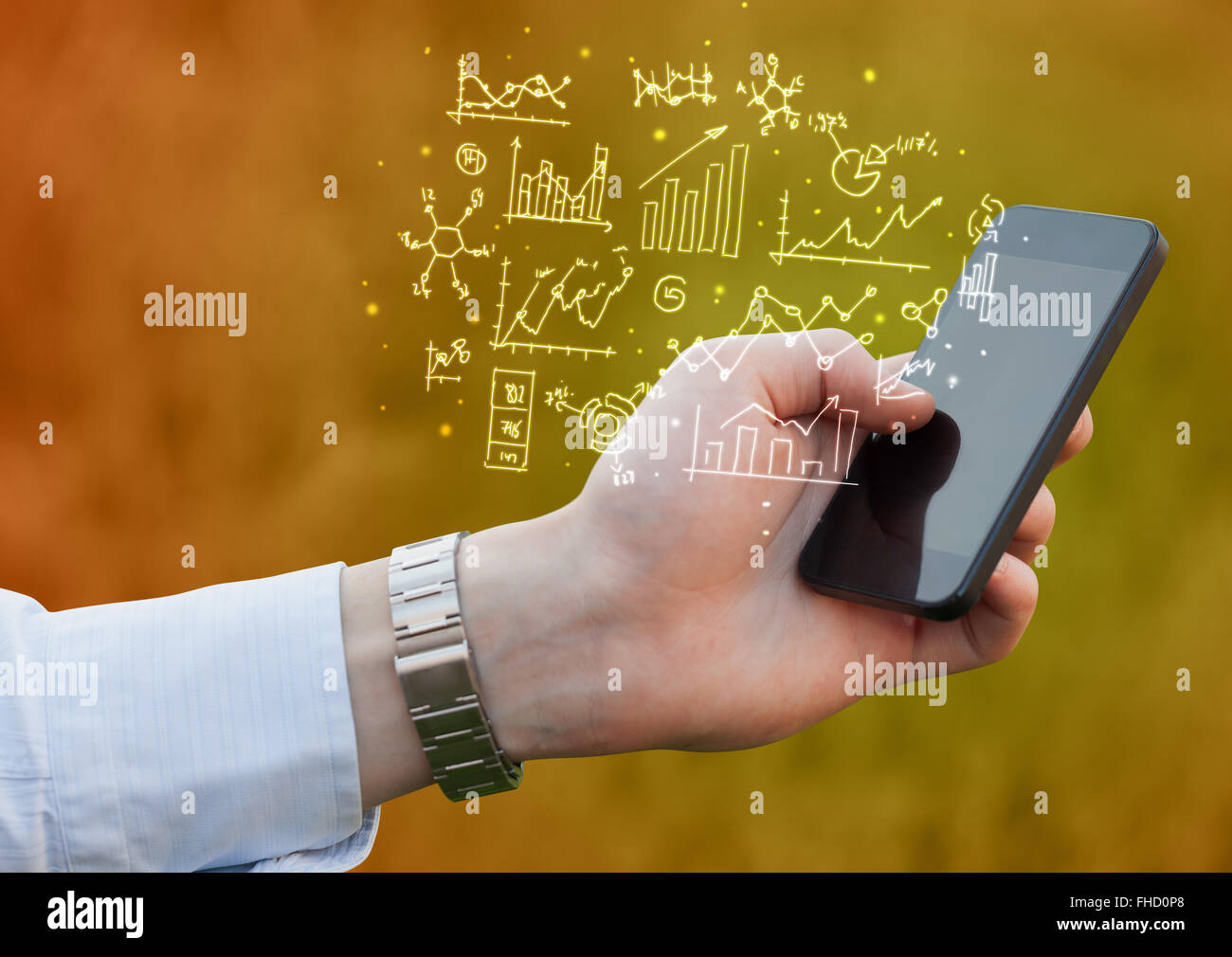 smartphone with business scheme Stock Photo - Alamy