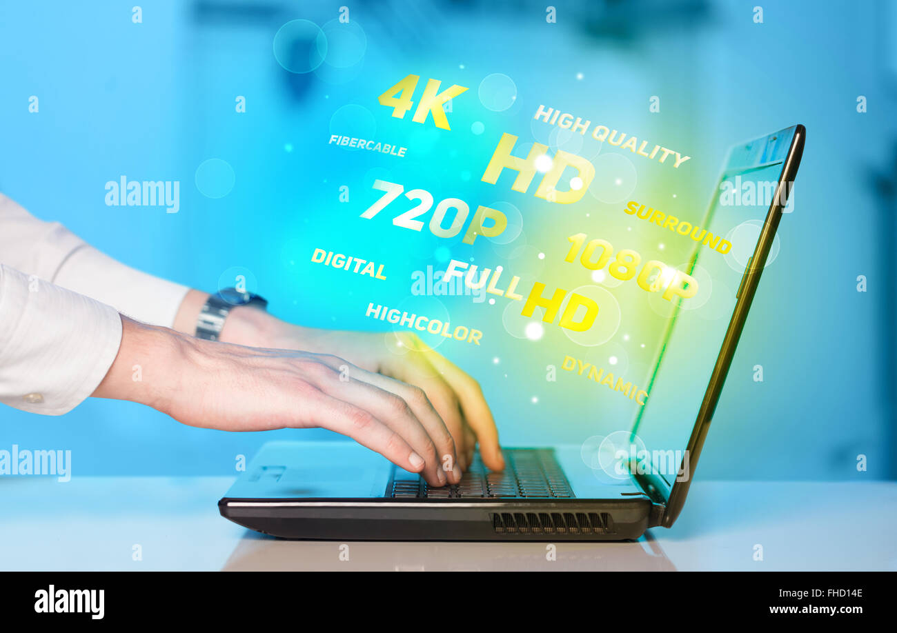 Man choosing display resolution Stock Photo - Alamy