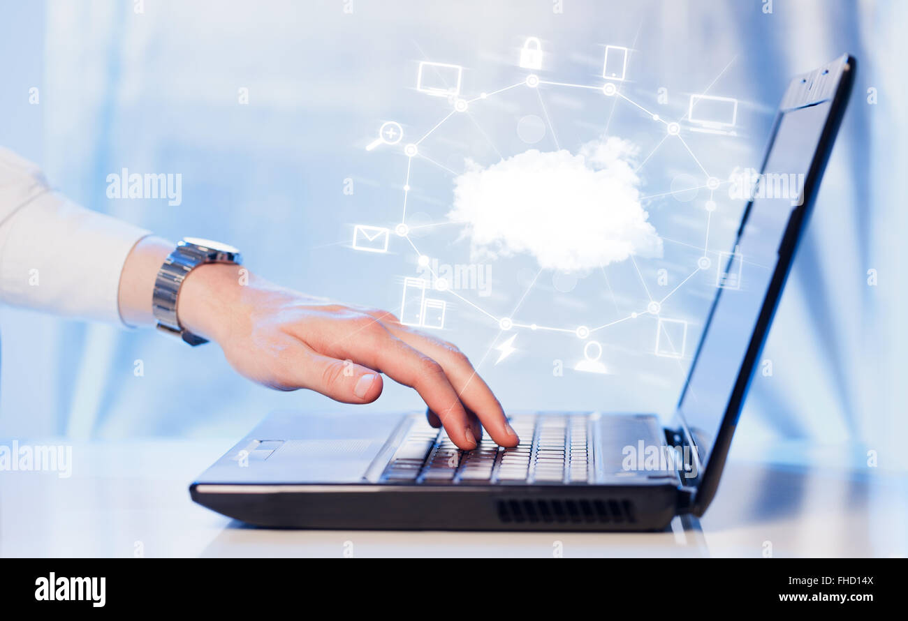 Hand working with a Cloud Computing diagram Stock Photo - Alamy
