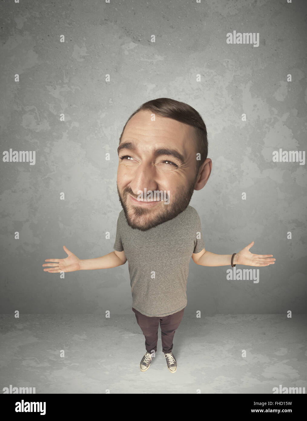 Funny person with big head Stock Photo - Alamy