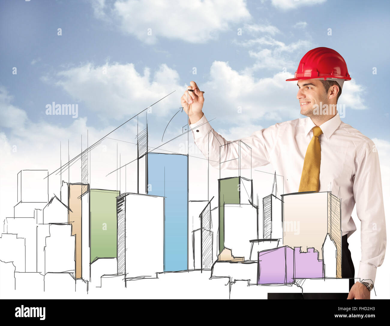 Construction worker planning a city sight Stock Photo - Alamy