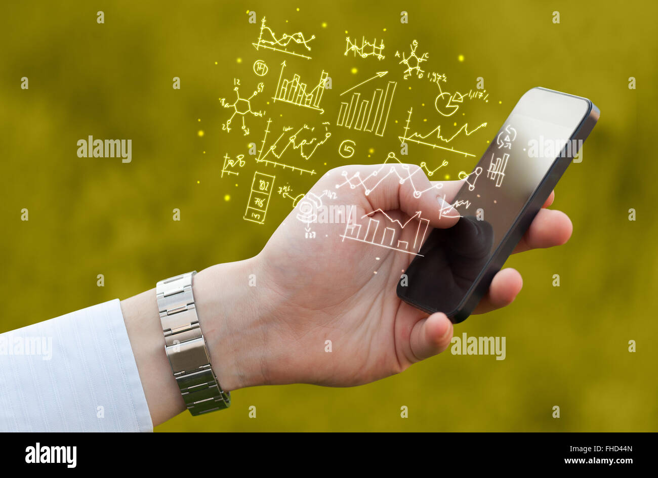 smartphone with business scheme Stock Photo - Alamy