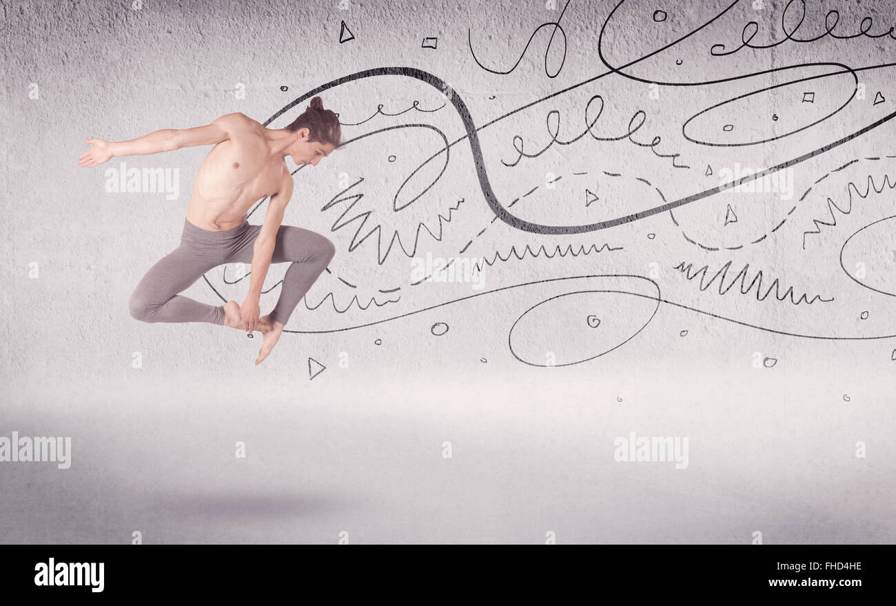 Ballet dancer performing art dance with lines and arrows Stock Photo ...