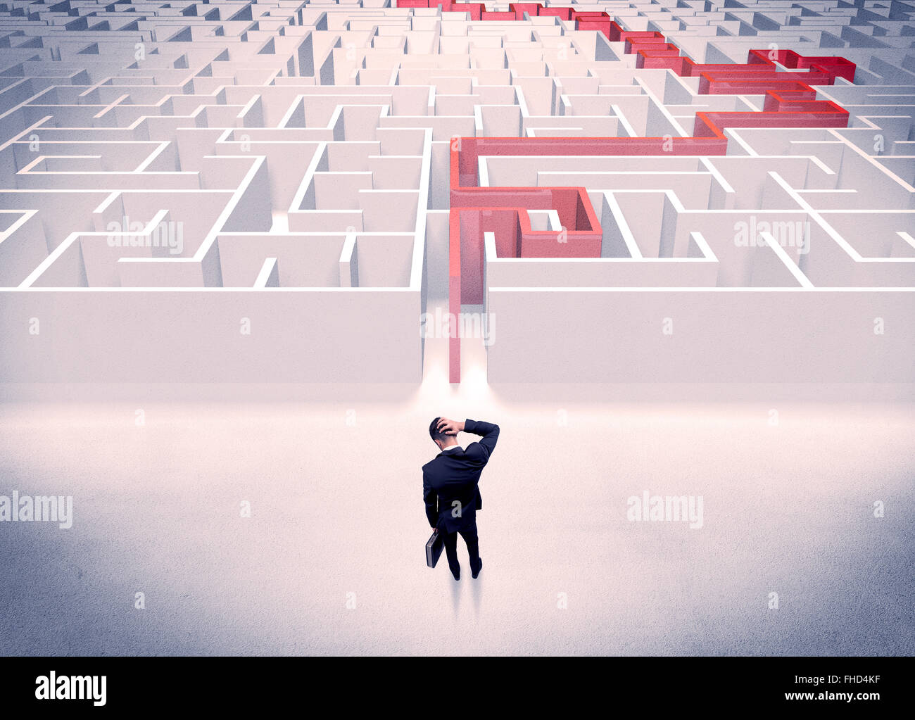 Maze solved for businessman concept Stock Photo - Alamy
