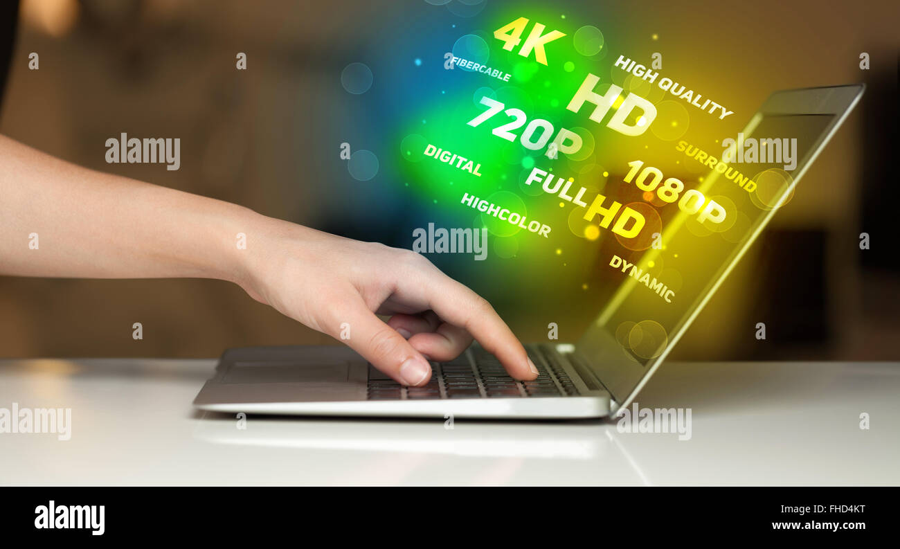 Man choosing display resolution Stock Photo - Alamy